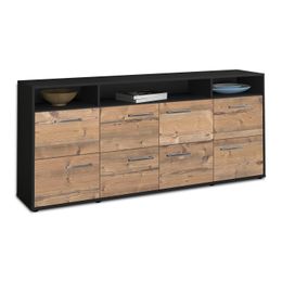 Stil.Zeit Sideboard Evita | Korpus Anthrazit | Pinie mit Griffen (180x79x35cm)