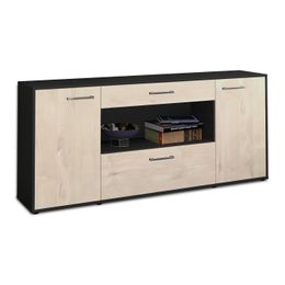 Stil.Zeit Sideboard Fiora | Korpus Anthrazit | Zeder mit Griffen (180x79x35cm)