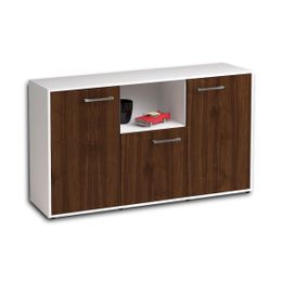 Stil.Zeit Sideboard Demetria | Korpus Weiß | Walnuss mit Griffen (136x79x35cm)