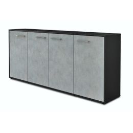 Stil.Zeit Sideboard Elana | Korpus Anthrazit | Beton mit Griffen (180x79x35cm)