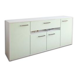 Stil.Zeit Sideboard Flavia | Korpus Weiß | Mint mit Griffen (180x79x35cm)