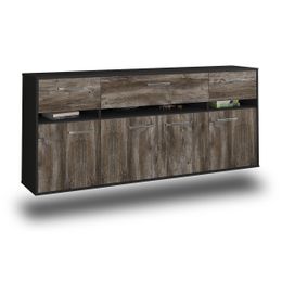 Stil.Zeit Sideboard Gainesville | Korpus Anthrazit | Treibholz hängend mit Griffen (180x79x35cm)