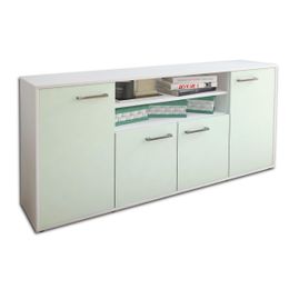 Stil.Zeit Sideboard Elsita | Korpus Weiß | Mint mit Griffen (180x79x35cm)