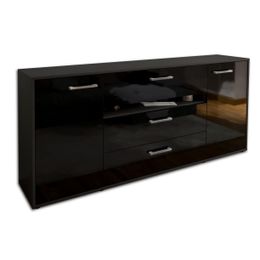 Stil.Zeit Sideboard Fernanda | Korpus Anthrazit | Schwarz mit Griffen (180x79x35cm)