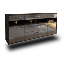 Stil.Zeit Sideboard Inglewood | Korpus Anthrazit | Grau hängend mit Griffen (180x79x35cm)