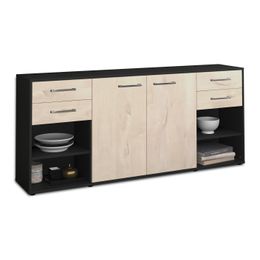 Stil.Zeit Sideboard Franka | Korpus Anthrazit | Zeder mit Griffen (180x79x35cm)