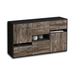 Stil.Zeit Sideboard Egizia | Korpus Anthrazit | Treibholz mit Griffen (136x79x35cm)