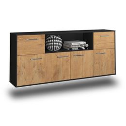 Stil.Zeit Sideboard West Valley City | Korpus Anthrazit | Eiche hängend mit Griffen (180x79x35cm)