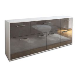 Stil.Zeit Sideboard Gianna | Korpus Weiß | Grau mit Griffen (180x79x35cm)