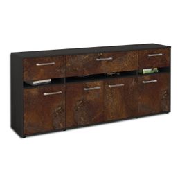 Stil.Zeit Sideboard Flora | Korpus Anthrazit | Rost mit Griffen (180x79x35cm)