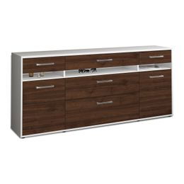 Stil.Zeit Sideboard Giada | Korpus Weiß | Walnuss mit Griffen (180x79x35cm)