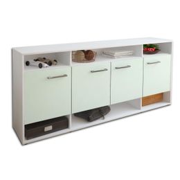 Stil.Zeit Sideboard Felia | Korpus Weiß | Mint mit Griffen (180x79x35cm)