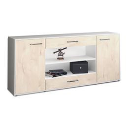 Stil.Zeit Sideboard Feli | Korpus Weiß | Zeder mit Griffen (180x79x35cm)