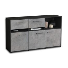 Stil.Zeit Sideboard Dorotea | Korpus Anthrazit | Beton mit Griffen (136x79x35cm)