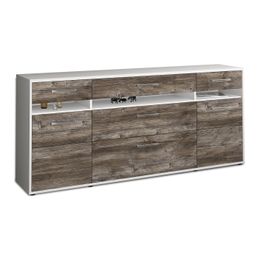 Stil.Zeit Sideboard Giada | Korpus Weiß | Treibholz mit Griffen (180x79x35cm)