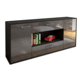 Stil.Zeit Sideboard Filomena | Korpus Anthrazit | Grau mit Griffen (180x79x35cm)