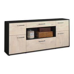 Stil.Zeit Sideboard Fabiola | Korpus Anthrazit | Zeder mit Griffen (180x79x35cm)