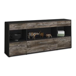 Stil.Zeit Sideboard Fabiana | Korpus Anthrazit | Treibholz mit Griffen (180x79x35cm)