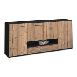 Stil.Zeit Sideboard Felicitas | Korpus Anthrazit | Pinie mit Griffen (180x79x35cm)