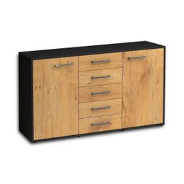 Stil.Zeit Sideboard Dorelly | Korpus Anthrazit | Eiche mit Griffen (136x79x35cm)