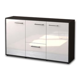 Stil.Zeit Sideboard Diana | Korpus Anthrazit | Weiß mit Griffen (136x79x35cm)