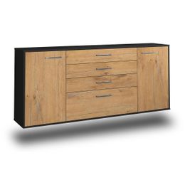 Stil.Zeit Sideboard Alexandria | Korpus Anthrazit | Eiche hängend mit Griffen (180x79x35cm)