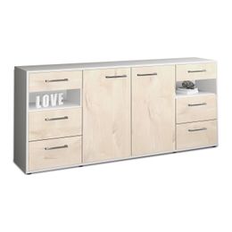 Stil.Zeit Sideboard Francesca | Korpus Weiß | Zeder mit Griffen (180x79x35cm)