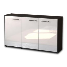 Stil.Zeit Sideboard Delia | Korpus Anthrazit | Weiß mit Griffen (136x79x35cm)