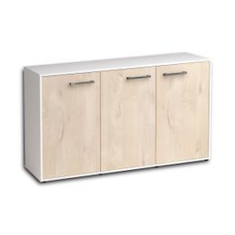 Stil.Zeit Sideboard Delia | Korpus Weiß | Zeder mit Griffen (136x79x35cm)