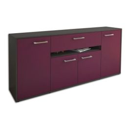 Stil.Zeit Sideboard Flavia | Korpus Anthrazit | Lila mit Griffen (180x79x35cm)