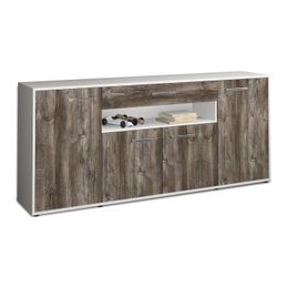 Stil.Zeit Sideboard Fiorella | Korpus Weiß | Treibholz mit Griffen (180x79x35cm)