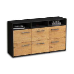 Stil.Zeit Sideboard Dilara | Korpus Anthrazit | Eiche mit Griffen (136x79x35cm)