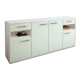 Stil.Zeit Sideboard Franca | Korpus Weiß | Mint mit Griffen (180x79x35cm)