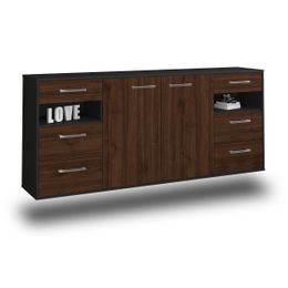 Stil.Zeit Sideboard Thornton | Korpus Anthrazit | Walnuss hängend mit Griffen (180x79x35cm)