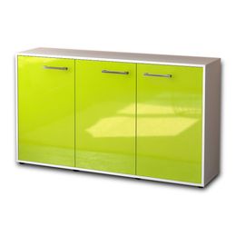 Stil.Zeit Sideboard Delia | Korpus Weiß | Gruen mit Griffen (136x79x35cm)