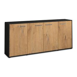 Stil.Zeit Sideboard Elana | Korpus Anthrazit | Eiche mit Griffen (180x79x35cm)