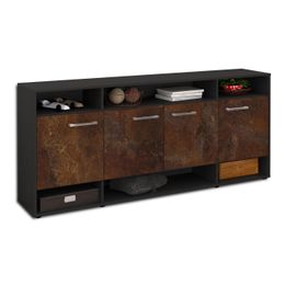 Stil.Zeit Sideboard Felia | Korpus Anthrazit | Rost mit Griffen (180x79x35cm)