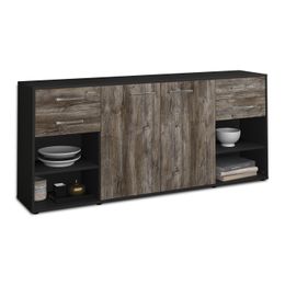 Stil.Zeit Sideboard Franka | Korpus Anthrazit | Treibholz mit Griffen (180x79x35cm)