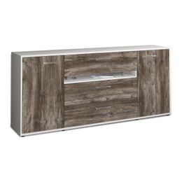 Stil.Zeit Sideboard Fernanda | Korpus Weiß | Treibholz mit Griffen (180x79x35cm)