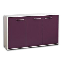 Stil.Zeit Sideboard Delia | Korpus Weiß | Lila mit Griffen (136x79x35cm)