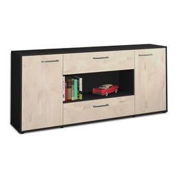 Stil.Zeit Sideboard Filomena | Korpus Anthrazit | Zeder mit Griffen (180x79x35cm)