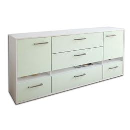 Stil.Zeit Sideboard Floriana | Korpus Weiß | Mint mit Griffen (180x79x35cm)