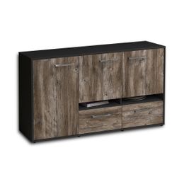 Stil.Zeit Sideboard Ebe | Korpus Anthrazit | Treibholz mit Griffen (136x79x35cm)