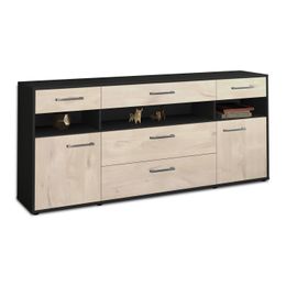 Stil.Zeit Sideboard Floria | Korpus Anthrazit | Zeder mit Griffen (180x79x35cm)