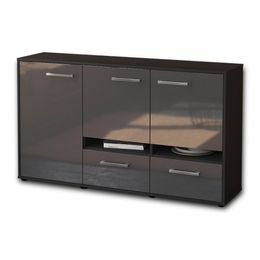 Stil.Zeit Sideboard Ebe | Korpus Anthrazit | Grau mit Griffen (136x79x35cm)