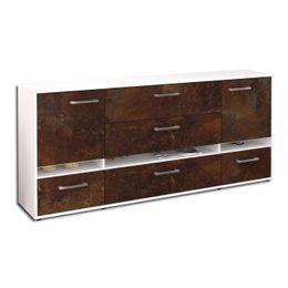 Stil.Zeit Sideboard Floriana | Korpus Weiß | Rost mit Griffen (180x79x35cm)