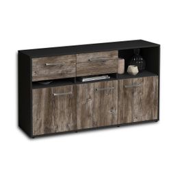 Stil.Zeit Sideboard Dorotea | Korpus Anthrazit | Treibholz mit Griffen (136x79x35cm)