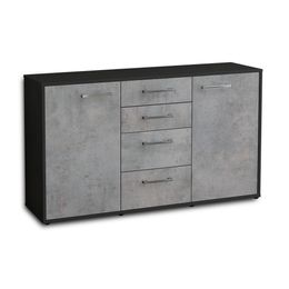 Stil.Zeit Sideboard Donna | Korpus Anthrazit | Beton mit Griffen (136x79x35cm)