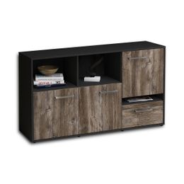 Stil.Zeit Sideboard EDA | Korpus Anthrazit | Treibholz mit Griffen (136x79x35cm)