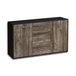 Stil.Zeit Sideboard Donna | Korpus Anthrazit | Treibholz mit Griffen (136x79x35cm)